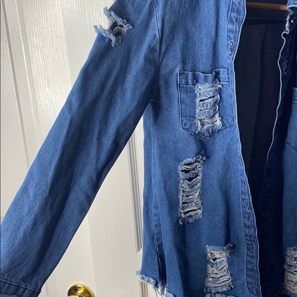 Vibrant | Jackets & Coats | Ripped Jean Jacket | Poshmark